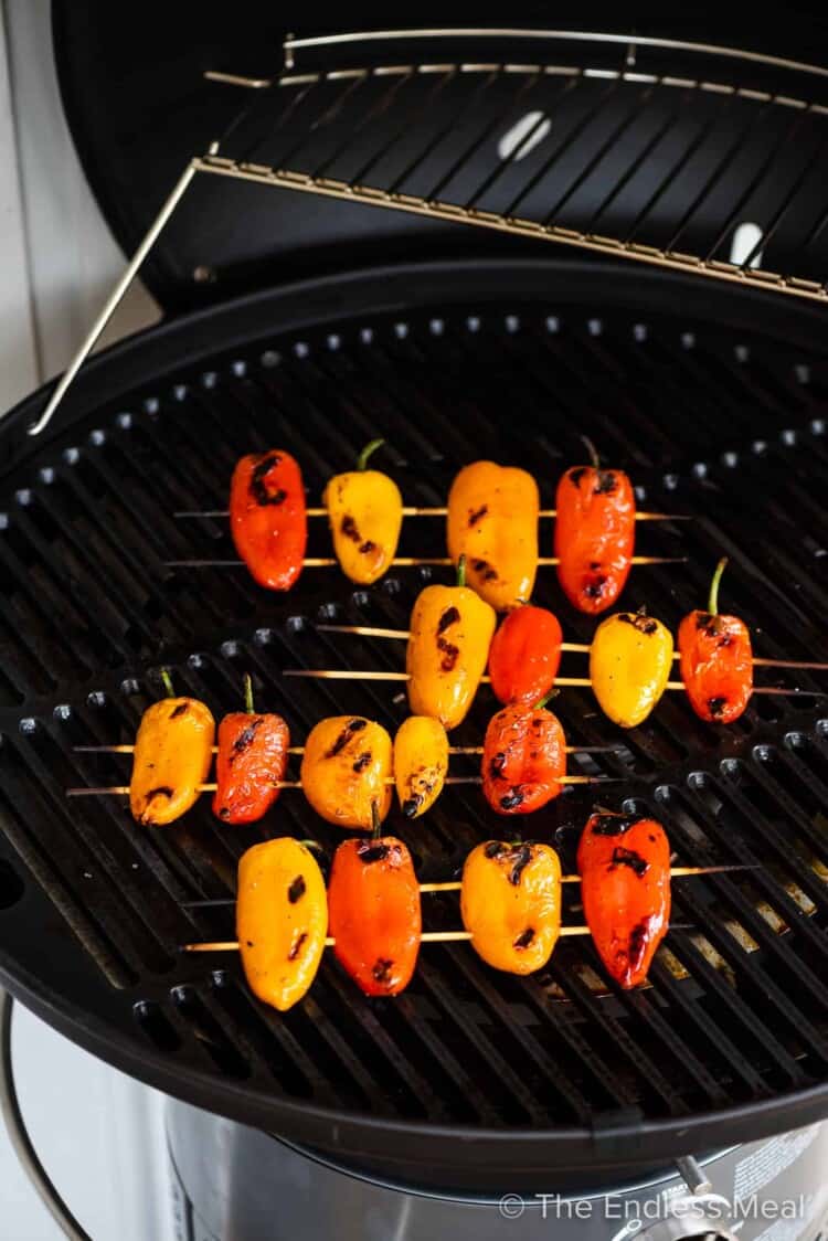 Grilled Mini Peppers with Minty Tzatziki