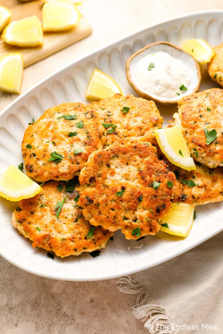 Tender Salmon Cakes with Almond Flour