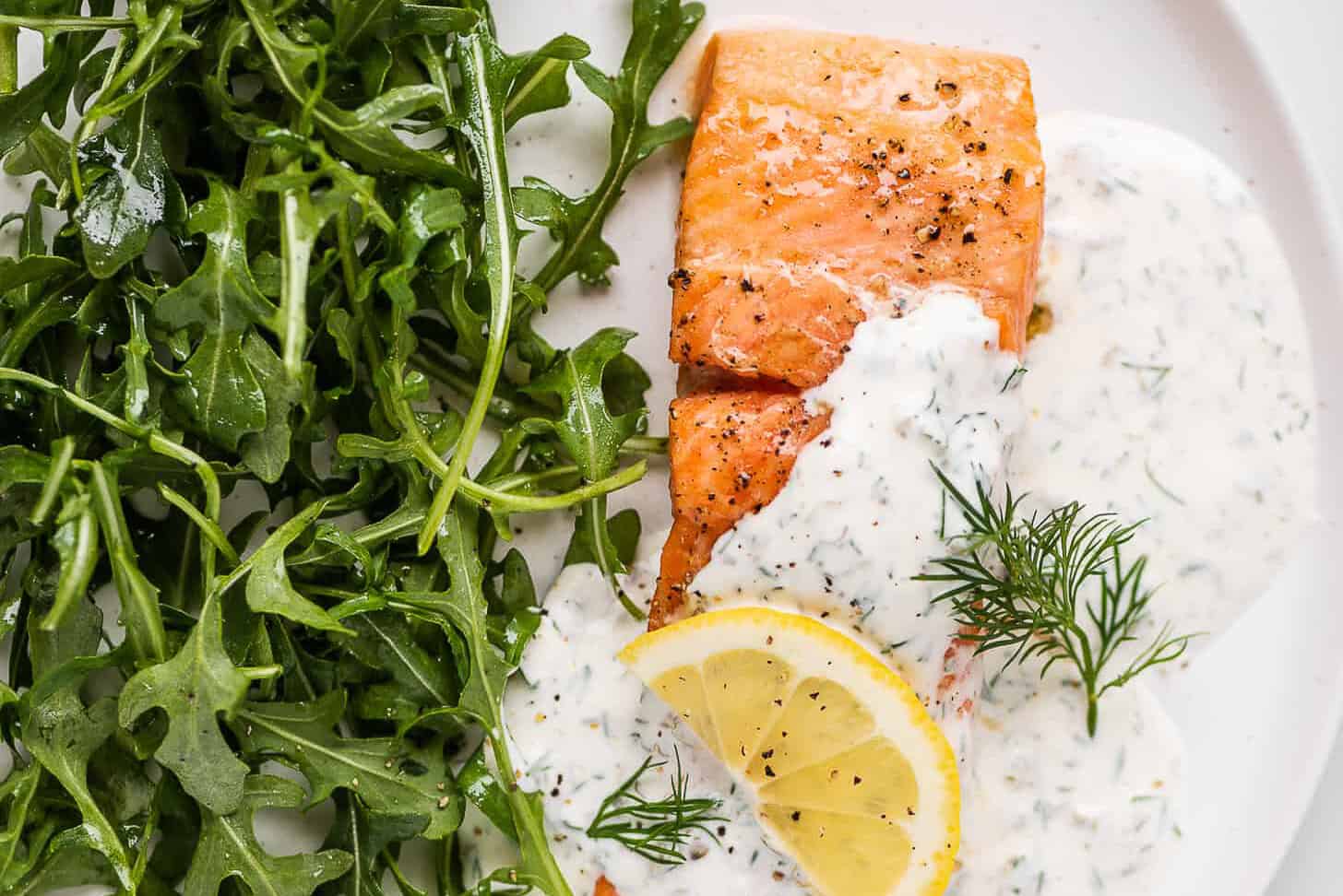 Baked Salmon with Creamy Lemon Dill Sauce