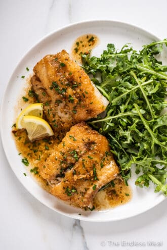 Favorite Lingcod Recipe with Brown Butter Garlic Lemon Sauce