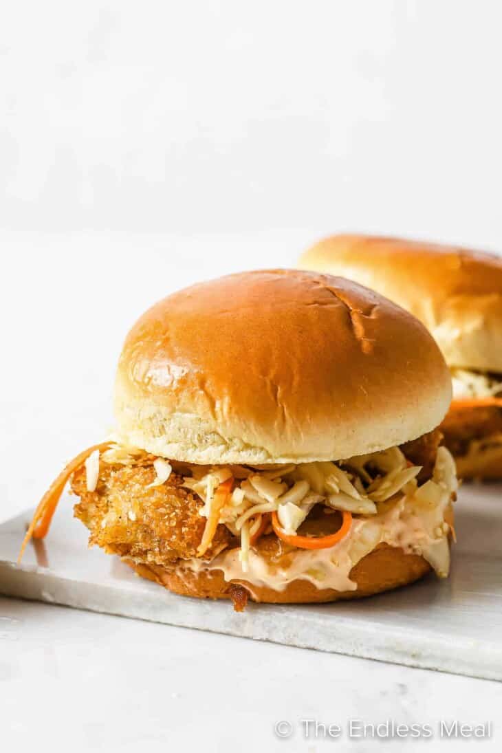 Oyster Po' Boy with Sweet Onion Relish and Chipotle Aioli