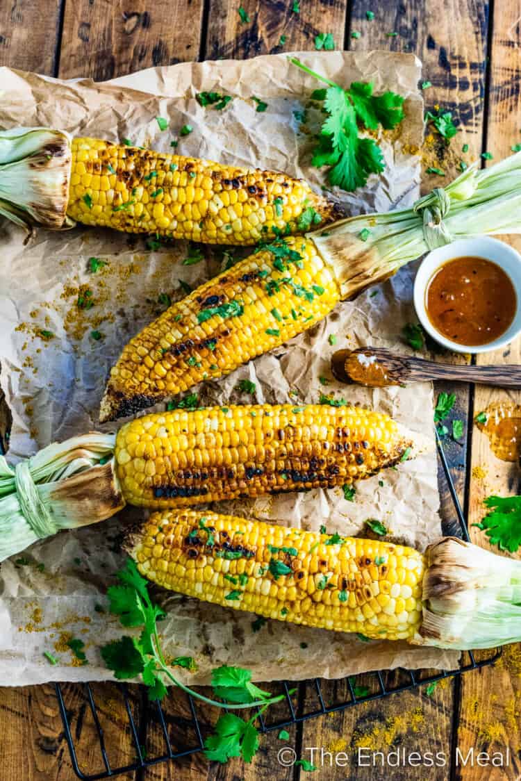 Curry Corn on the Cob with Mango Chutney Butter