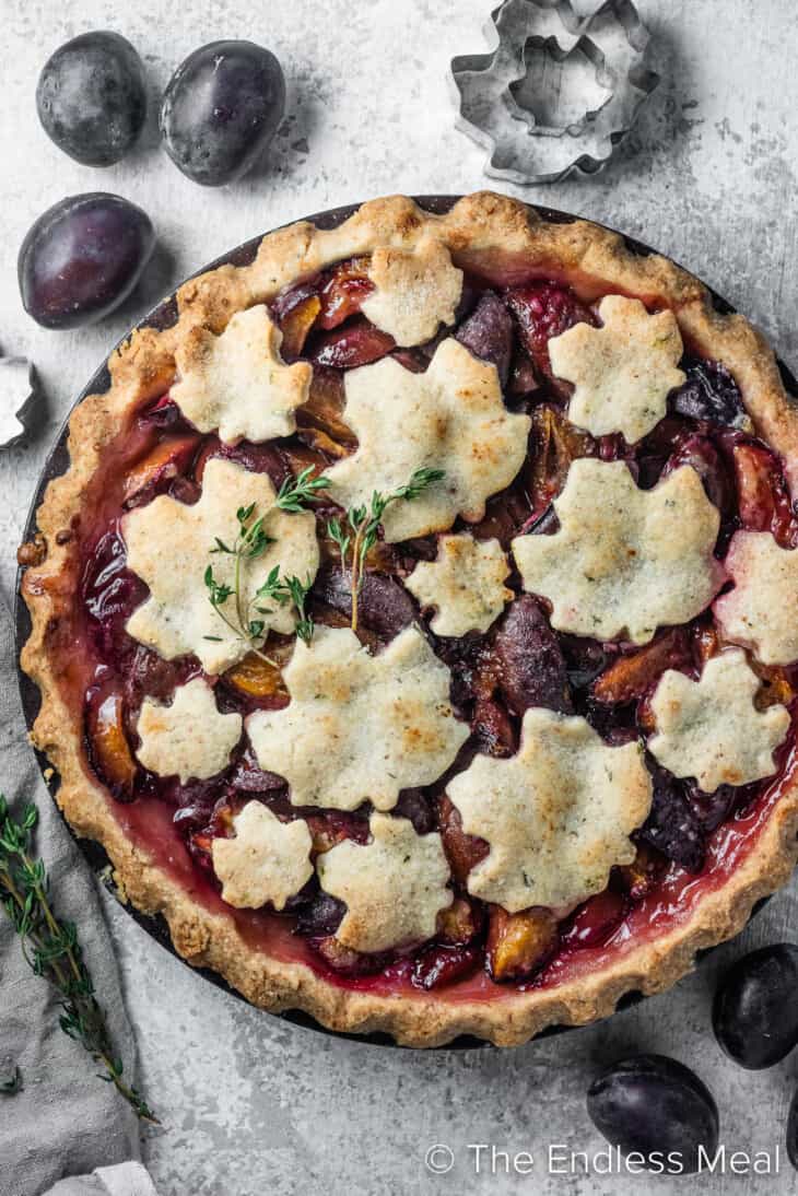 Prune Plum Pie with Almond Thyme Crust