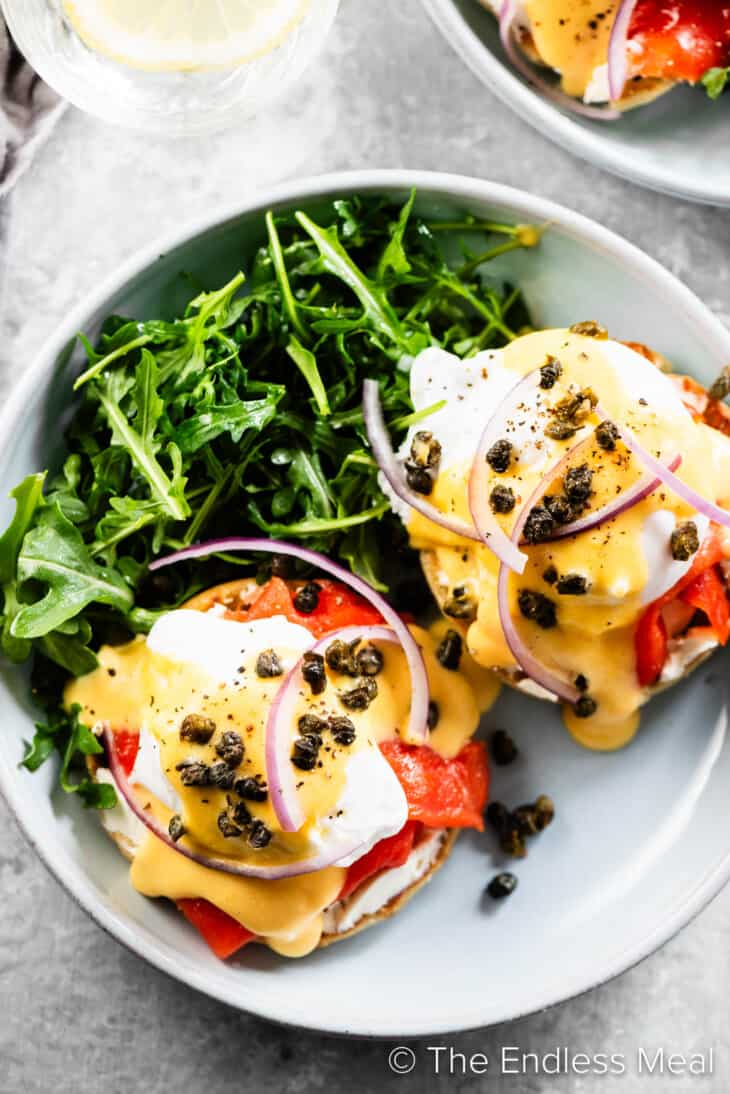 Smoked Salmon Eggs Benedict with Lemon Hollandaise Sauce