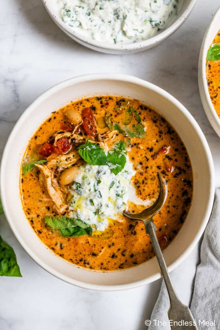 Chicken Tomato Soup with Lemon Ricotta Topping