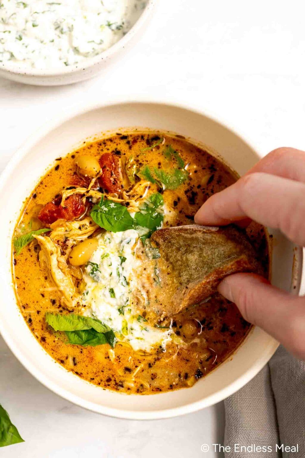 Chicken Tomato Soup with Lemon Ricotta Topping
