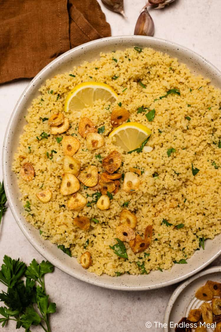Garlic Couscous with Crispy Garlic