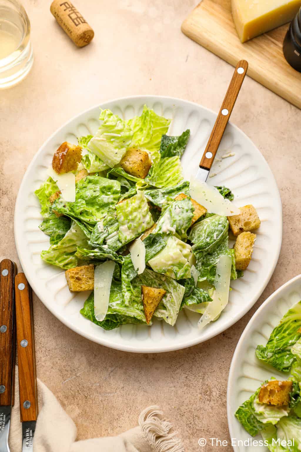 Caesar Salad (with the best dressing and homemade croutons)