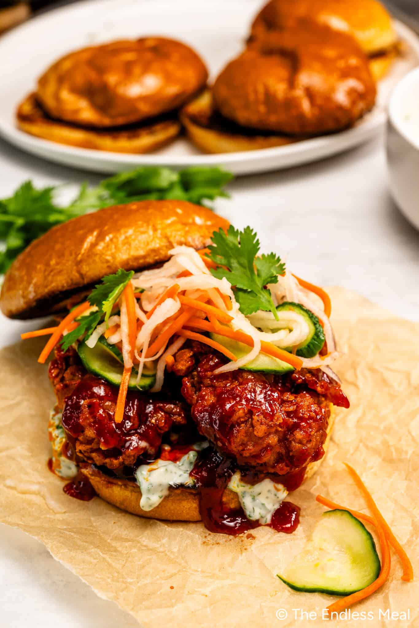 Gochujang Fried Chicken Sandwich with Cilantro Mayo