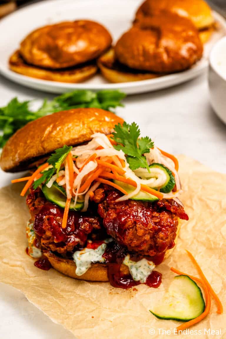 Gochujang Fried Chicken Sandwich with Cilantro Mayo